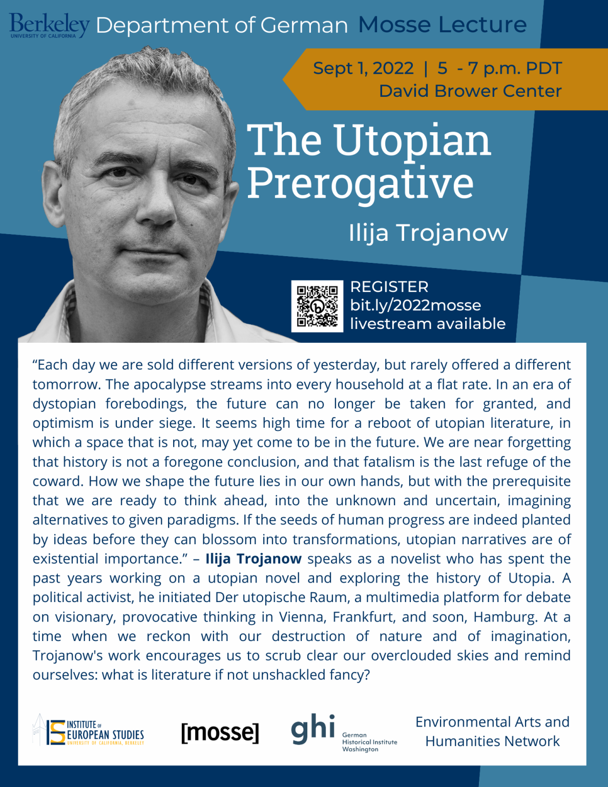 2022: Ilija Trojanow, “The Utopian Prerogative” – Mosse Lectures – UW ...